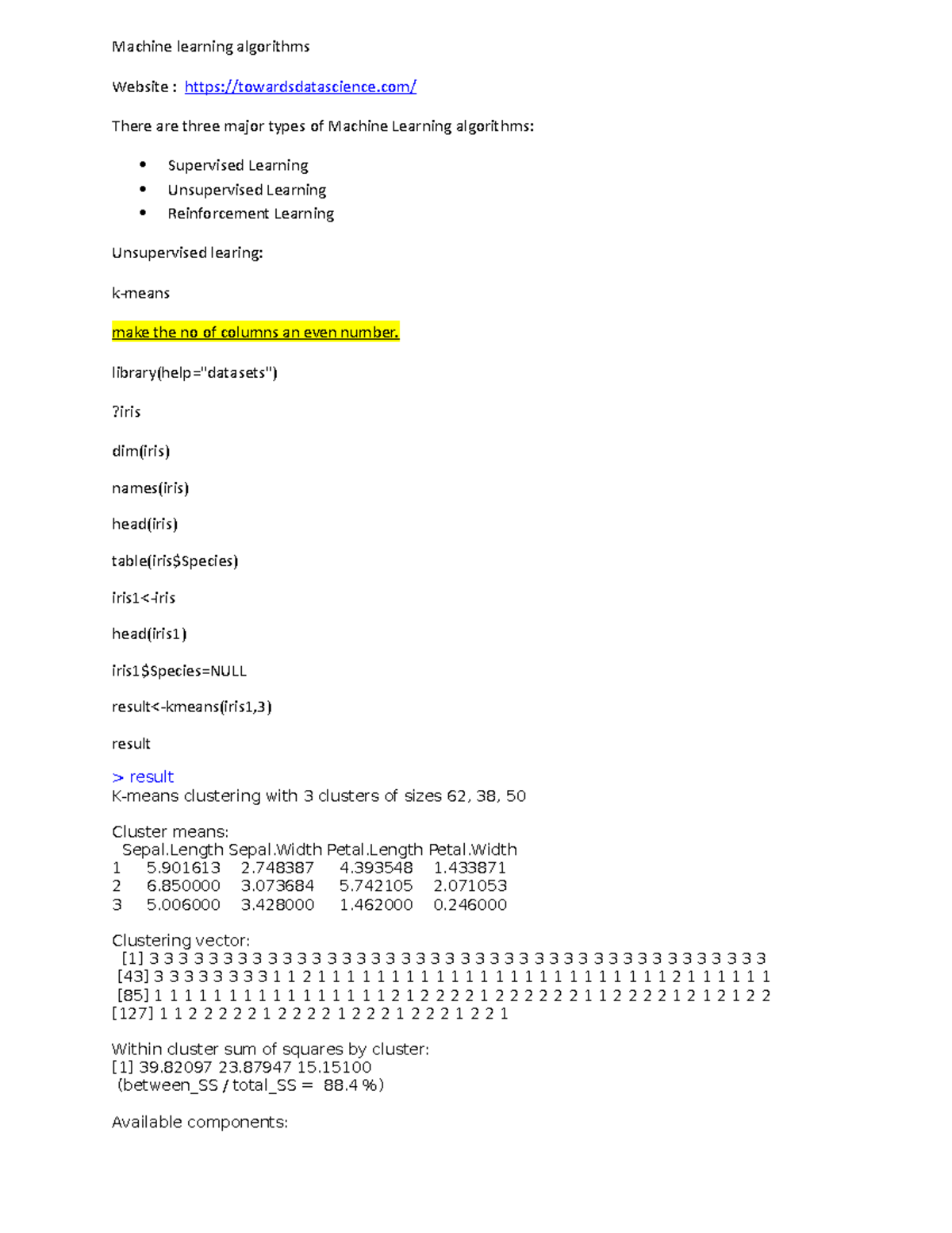 Machine Learning Algorithms Kmeans Machine Learning Algorithms Website Towardsdatascience