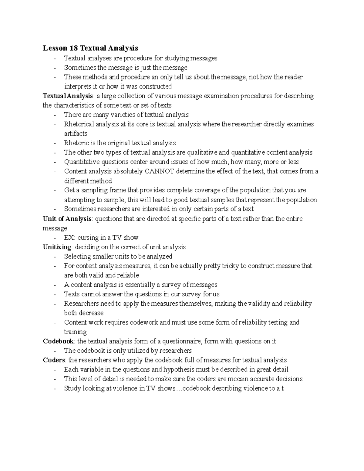 COM 240 Ch 18 - Taught by Ryan Hurley - Lesson 18 Textual Analysis ...