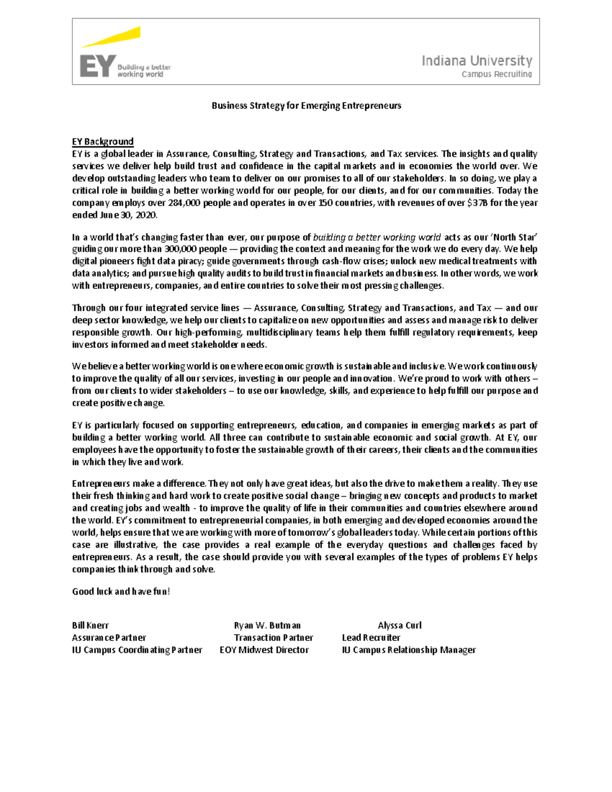 EY IU C204 Suit Shop Case Final V - Business Strategy for Emerging ...