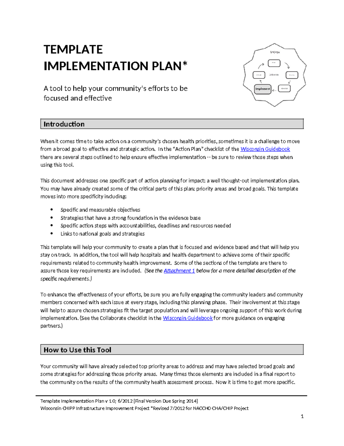 Implementation Plan Template - TEMPLATE IMPLEMENTATION PLAN* A tool to ...