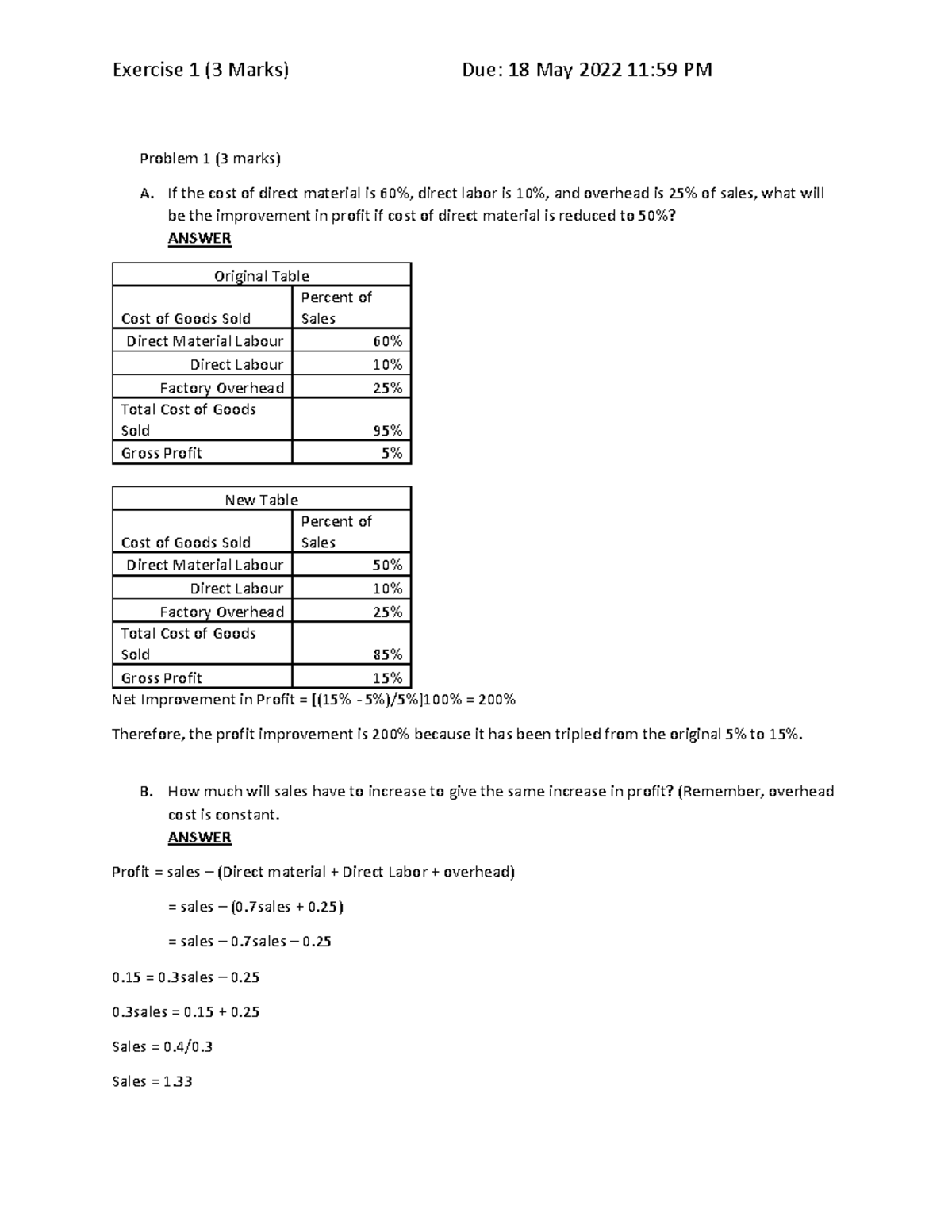 Exercise 1 Due by 18 May - Jeswin Jacob John 102155215 - Exercise 1 (3 ...