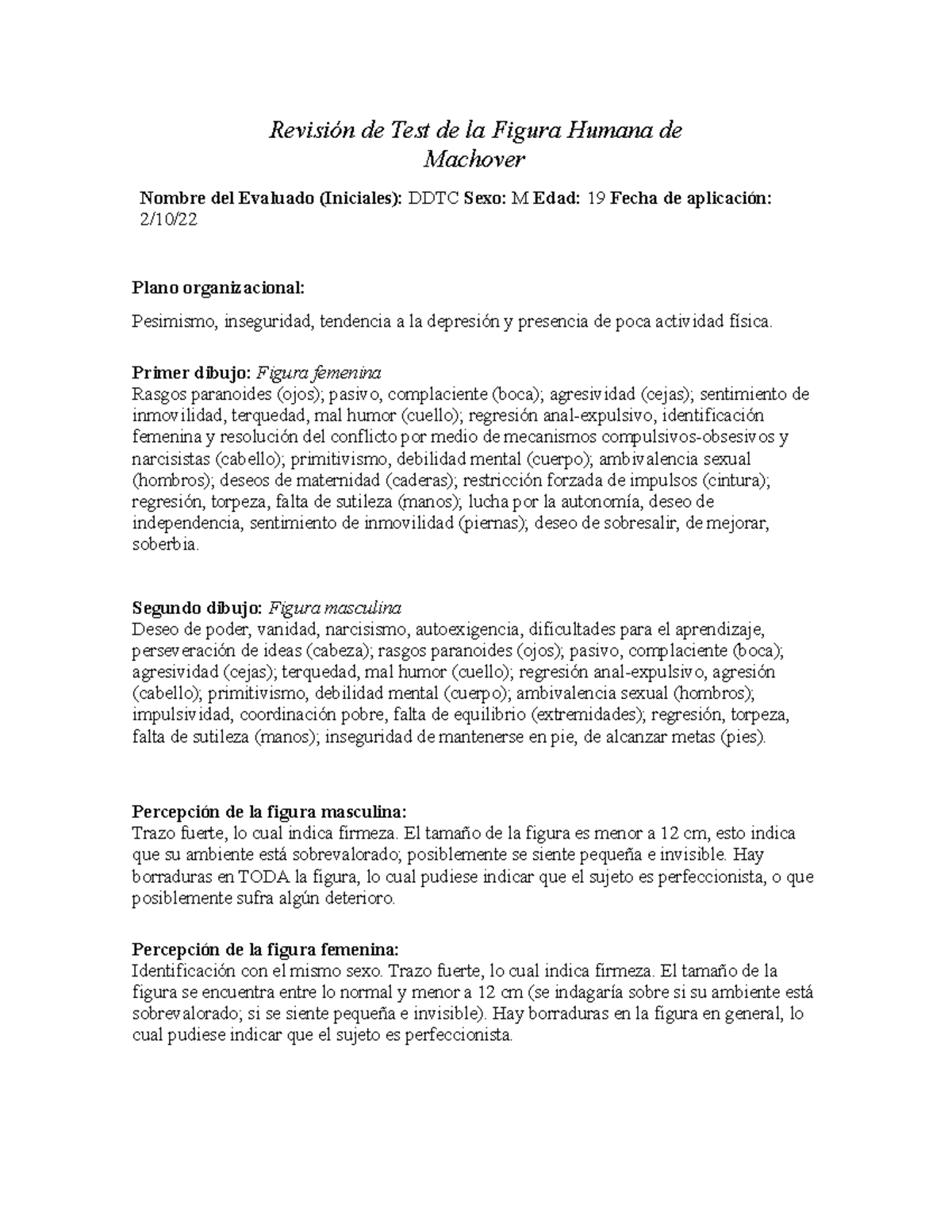 Plantilla de revision DFH (Adultos) - Revisión de Test de la Figura ...