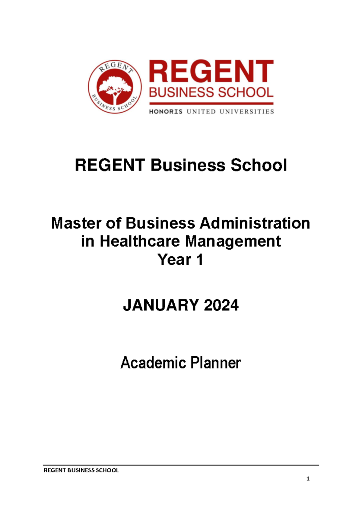 Mbahc Year 1 Jan 2024 Ammended (1) - REGENT BUSINESS SCHOOL 1 REGENT ...
