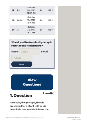Pneumonia Nursing Care Management Nclex Challenge Exam (Quiz #6- 30 ...