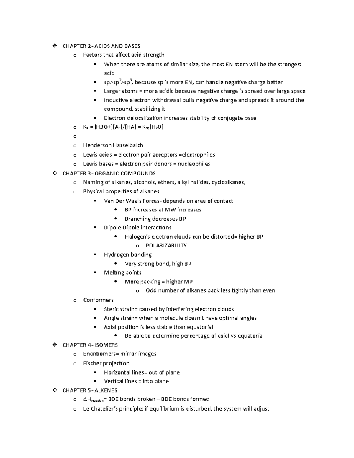 CHEM 1820 Final Study Guide (Textbook) - CHAPTER ACIDS AND BASES o ...