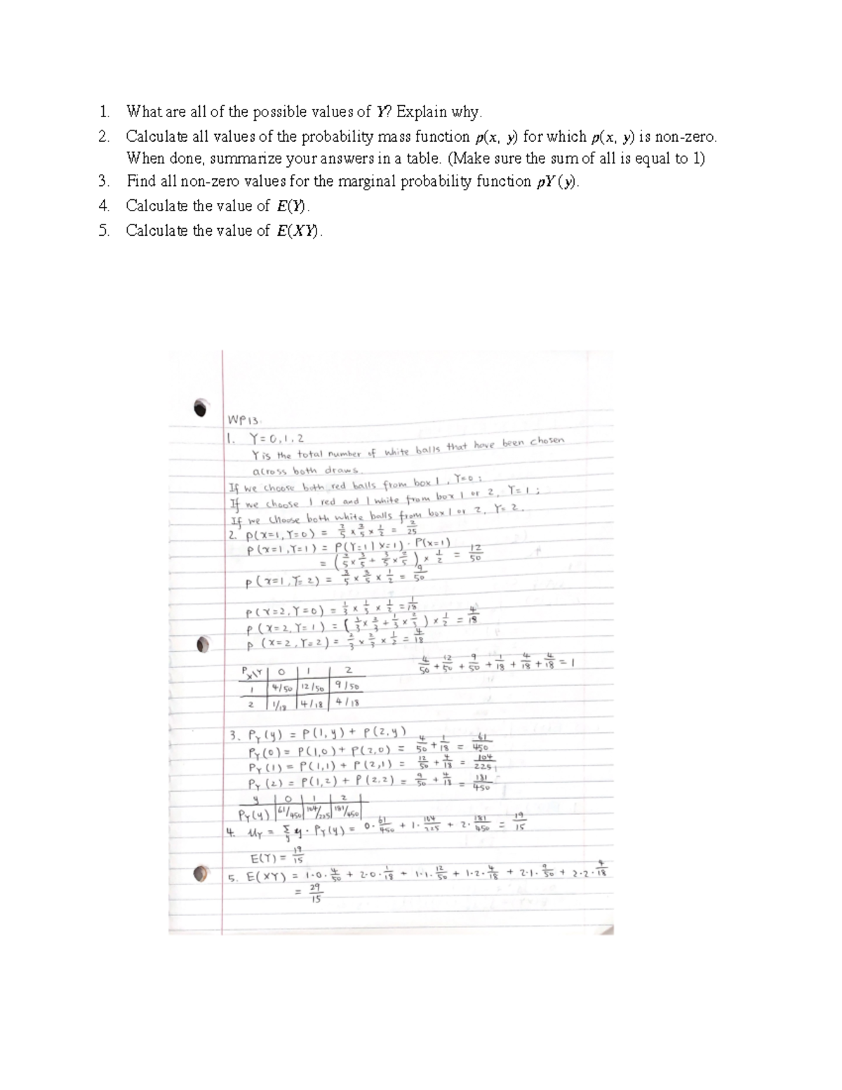 homework probabilities and mathmatics13 - What are all of the possible ...