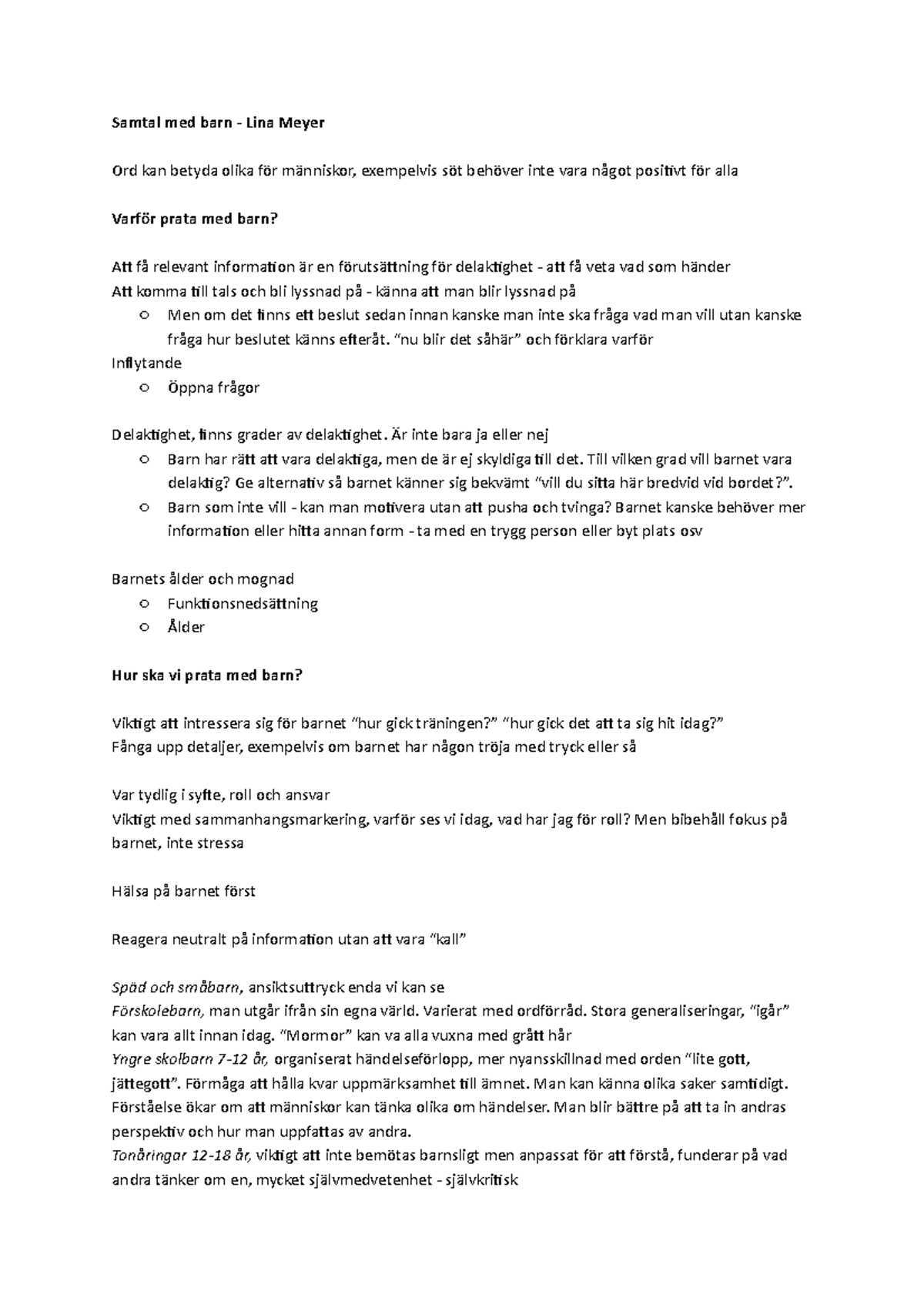 Samtal med barn föreläsning - Samtal med barn - Lina Meyer Ord kan ...