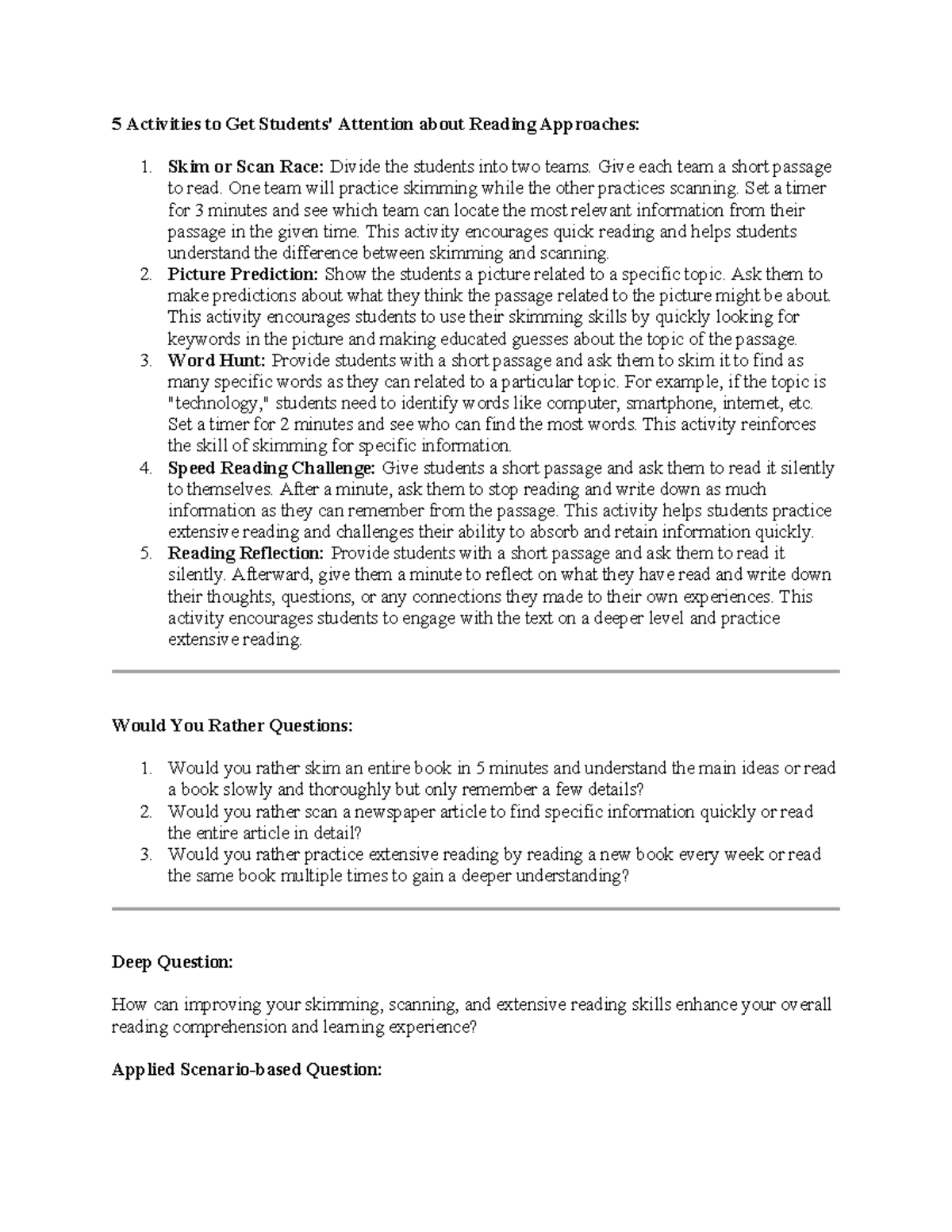 5 Activities to Get Students 5 Activities to Get Students' Attention ...