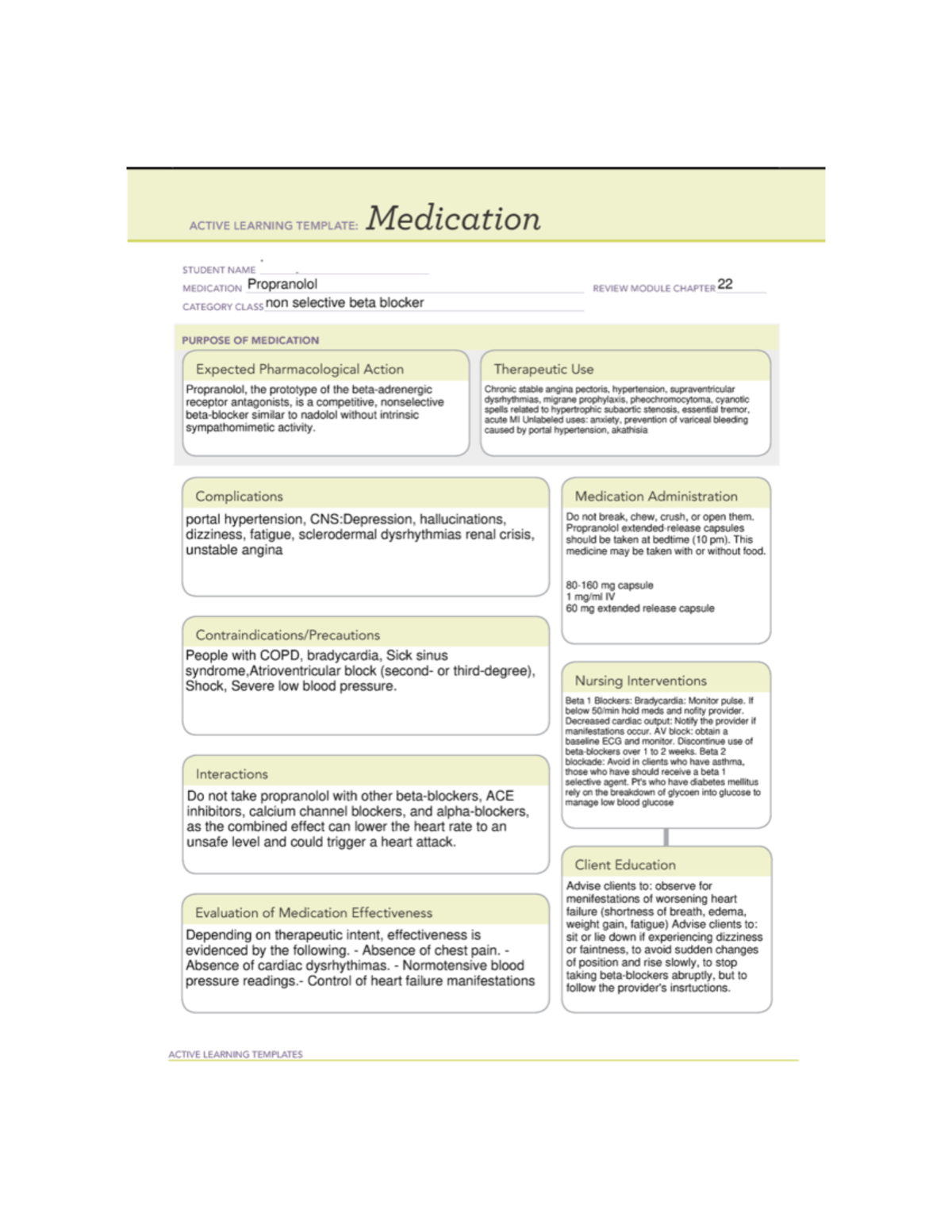 Med card propranolol - med cardd - Studocu