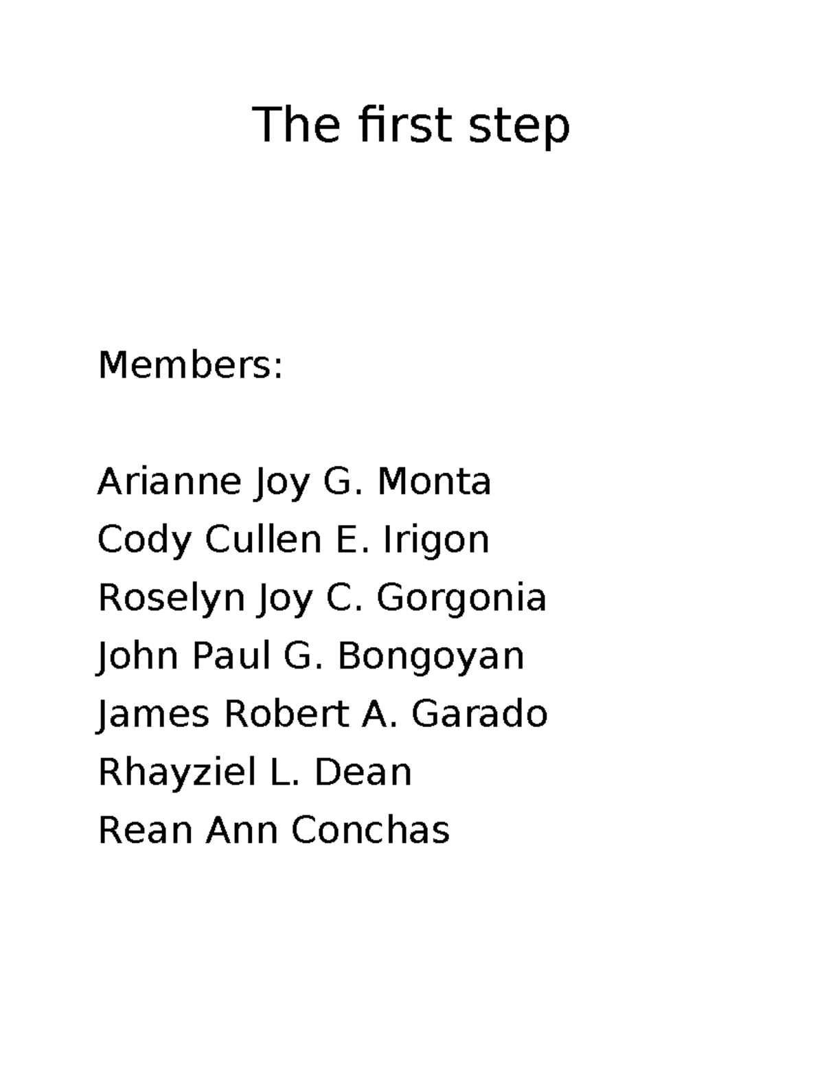 Poems of the STE students - The first step Members: Arianne Joy G ...