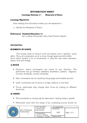 PE 112 LO5 ACTIVITY - PE 112 Movement Enhancement ) Date Developed ...
