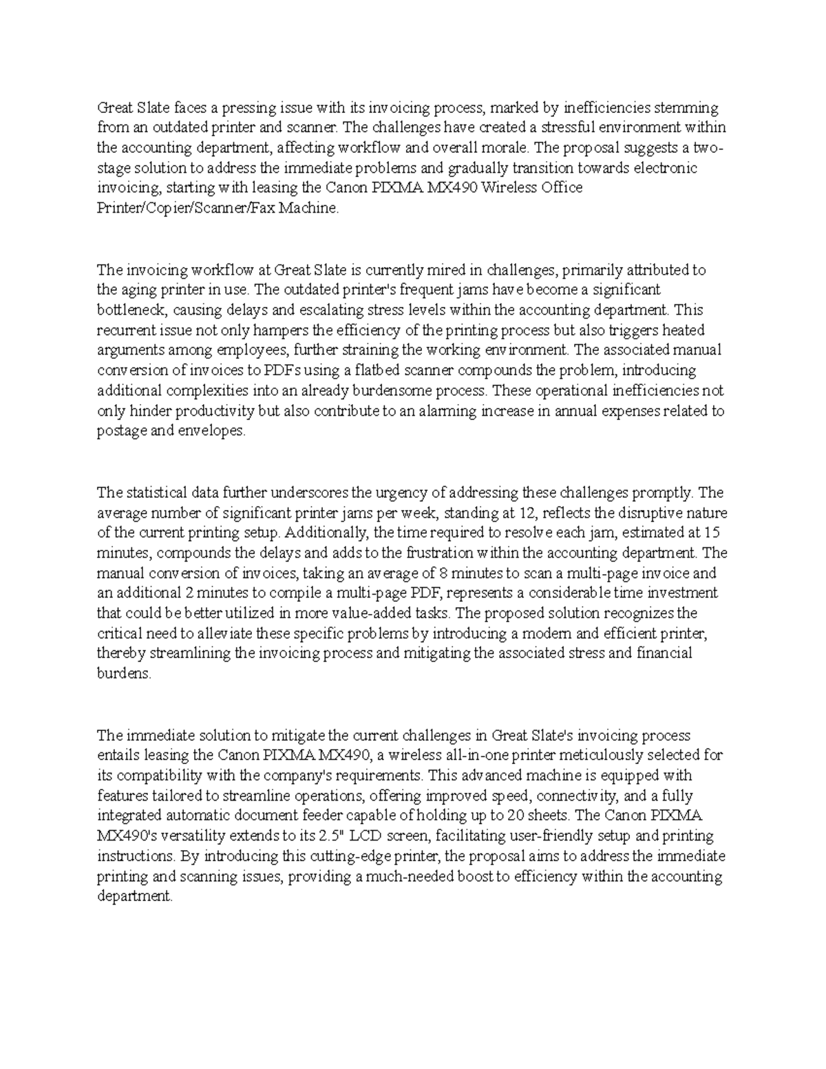 Internal Proposal - This is the final writing assignment for this ...