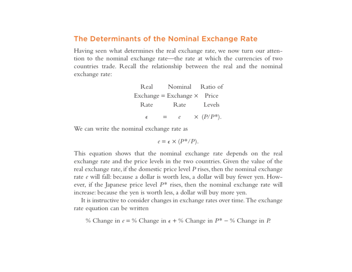 The Determinants of the Nominal Exchange Rate - MACRO ECONOMICS - Studocu