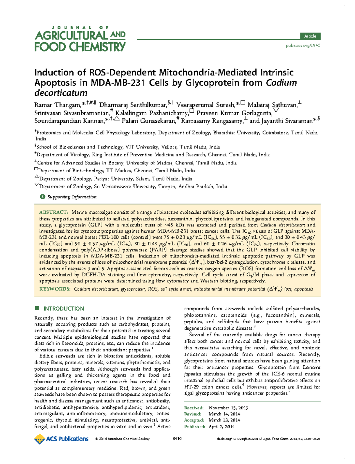 Induction of ROS-Dependent Mitochondria-Mediated Intrinsic Apoptosis in ...