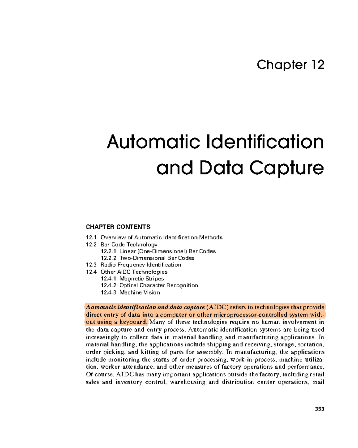 Module 2 Automatic Identification Methods ...