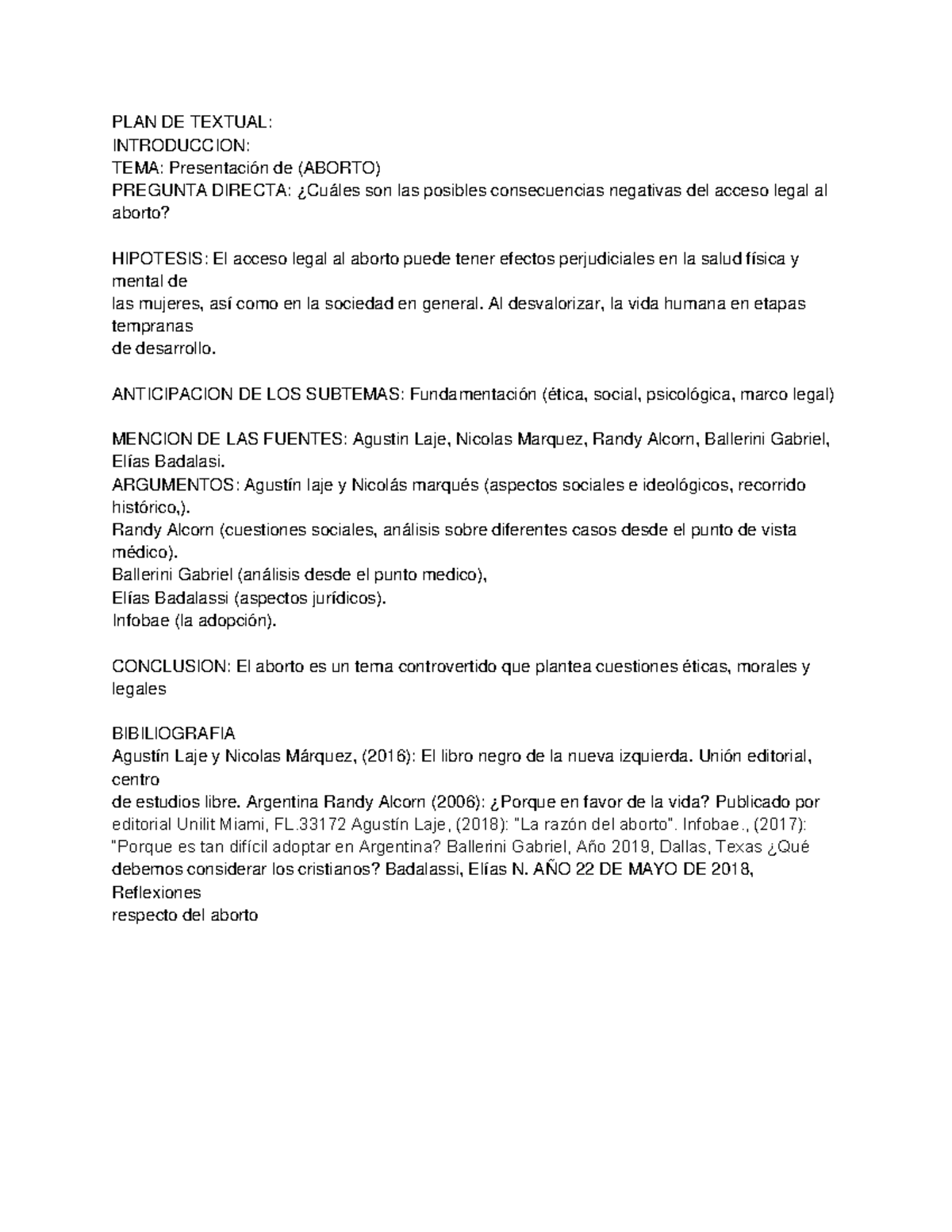Plan textual - Plan de texto para monografía - PLAN DE TEXTUAL ...