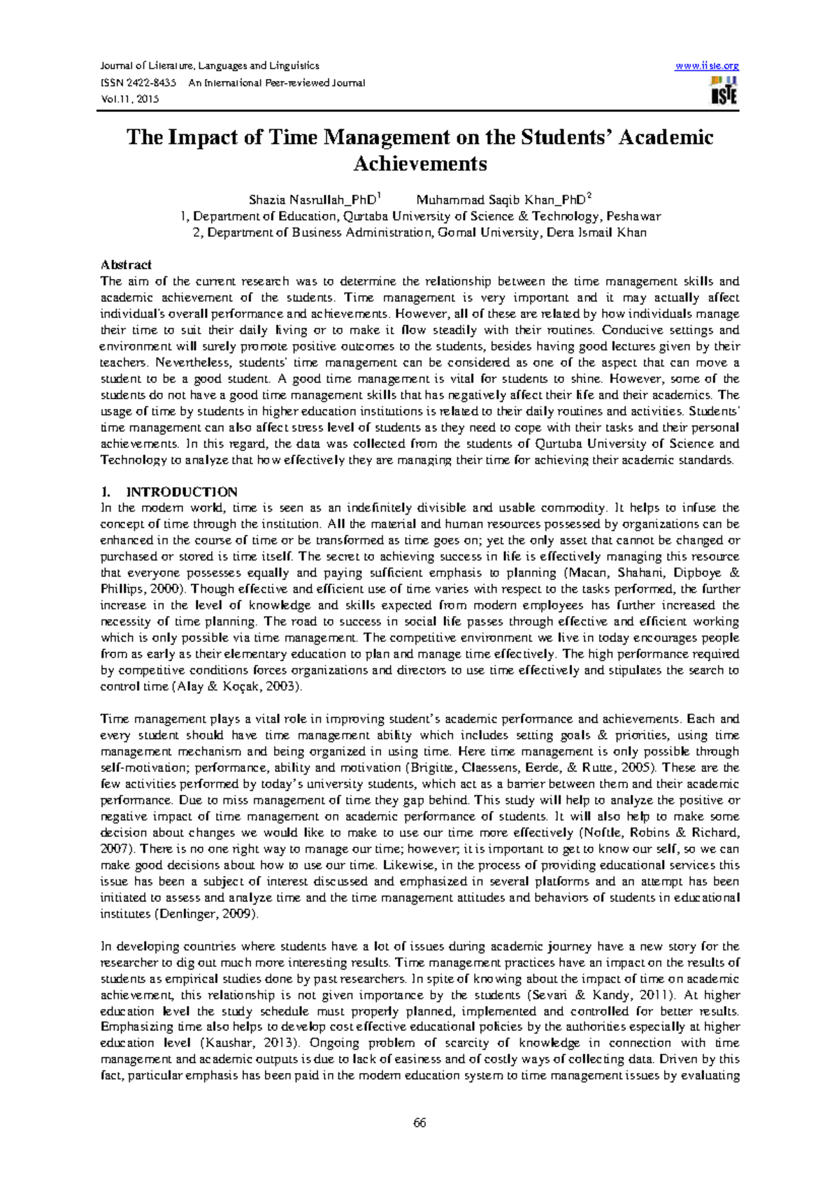 The Impact of Time Management on the Student - Time management is very ...