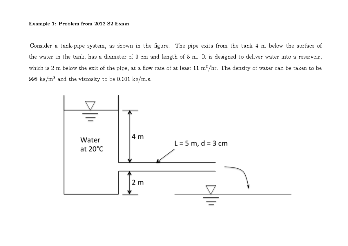 Worksheet 9 The Energy Equation - Example 1: Problem from 2012 S2 Exam ...