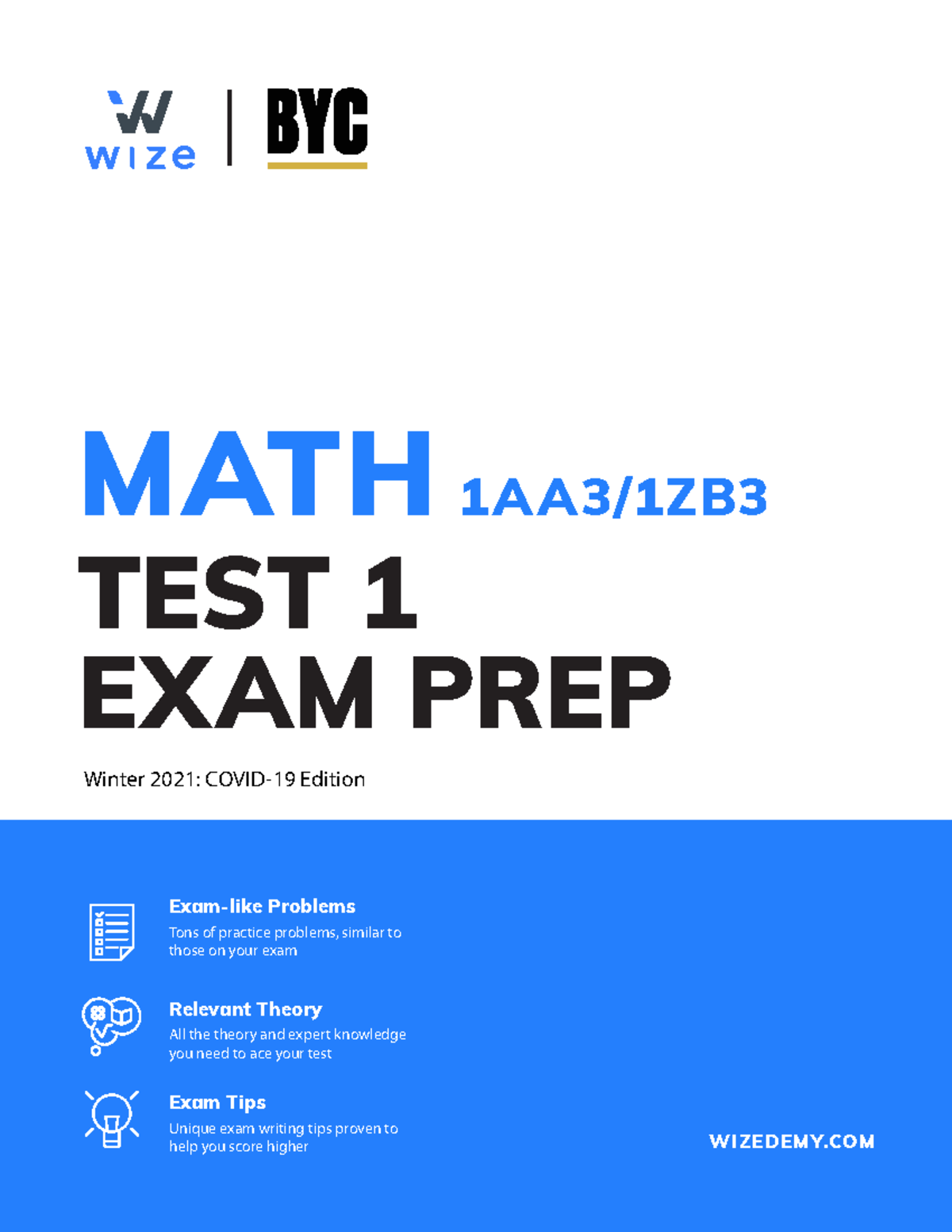 MATH 1AA3 1ZB3 Test 1 Booklet - WIZEDEMY Winter 2021: COVID-19 Edition ...