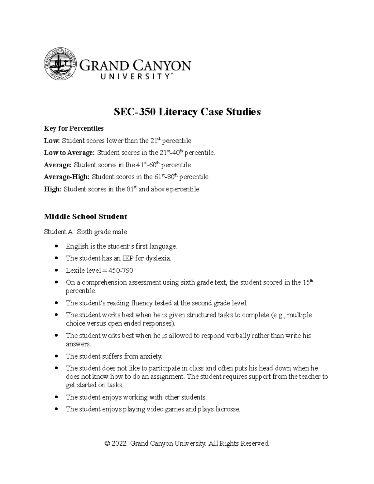 SEC-350 RS SEC 350 Literacy Case Studies - SEC-350 Literacy Case ...