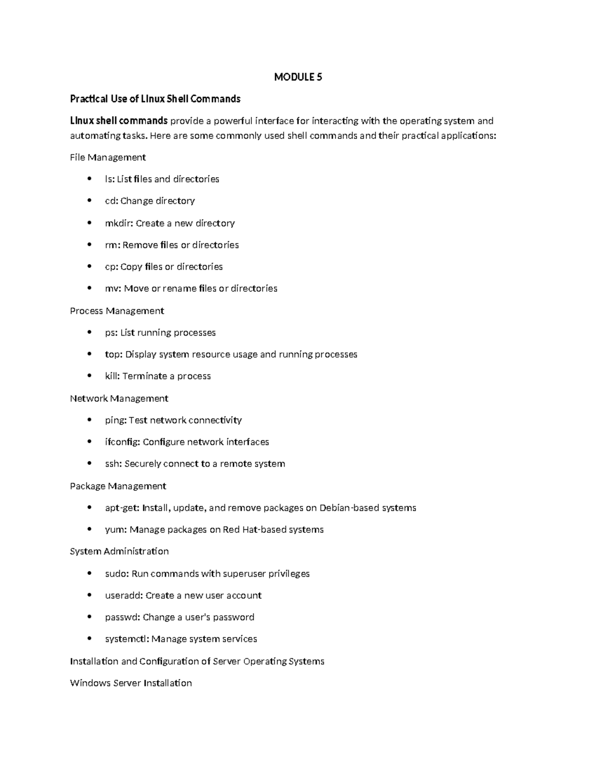 Module 5 - System Administration and Maintenance - MODULE 5 Practical ...