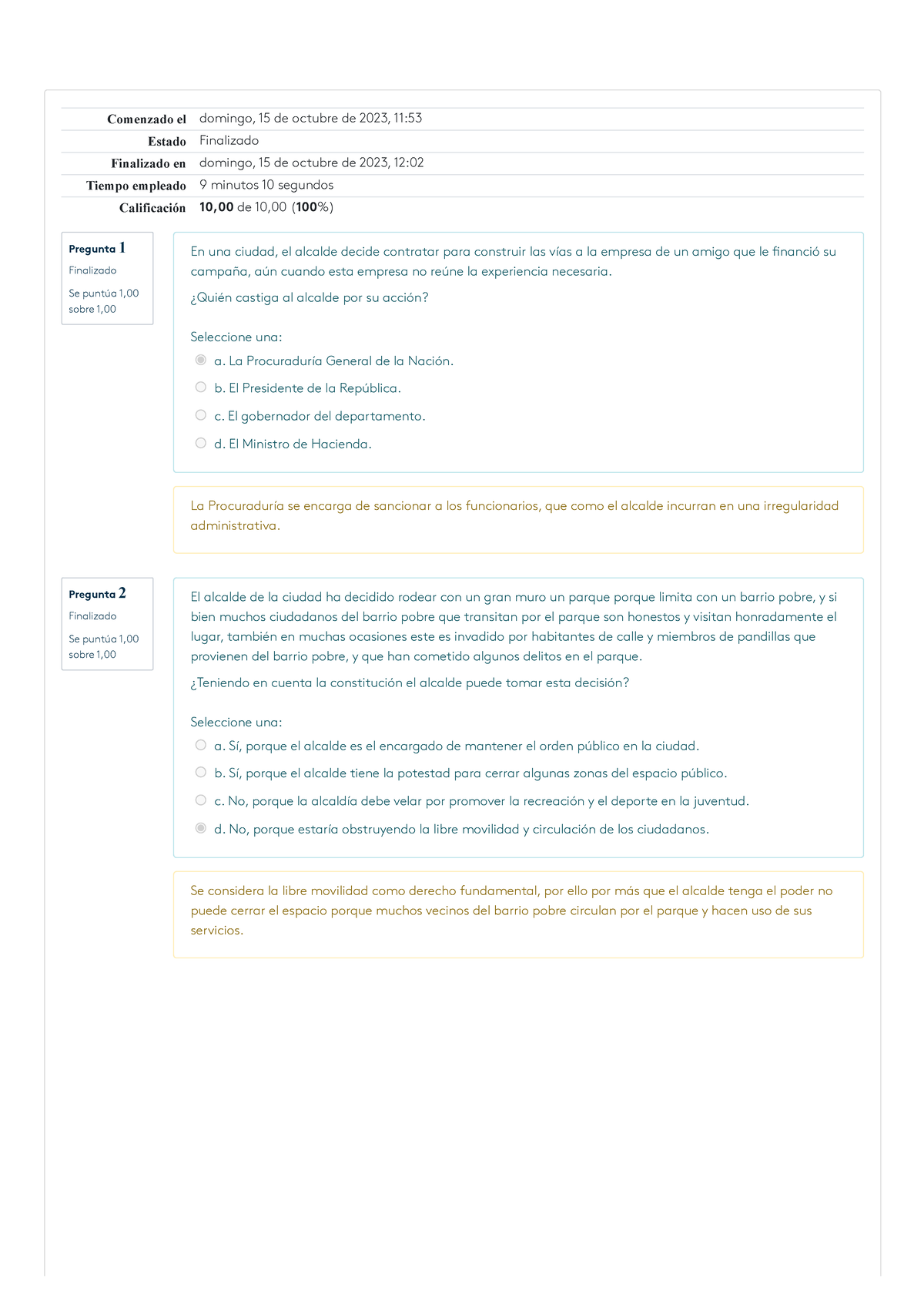 Mod 2 Actividad evaluativa eje 2 Revisión del intento - Pregunta 1 Finalizado Se puntúa 1, sobre ...