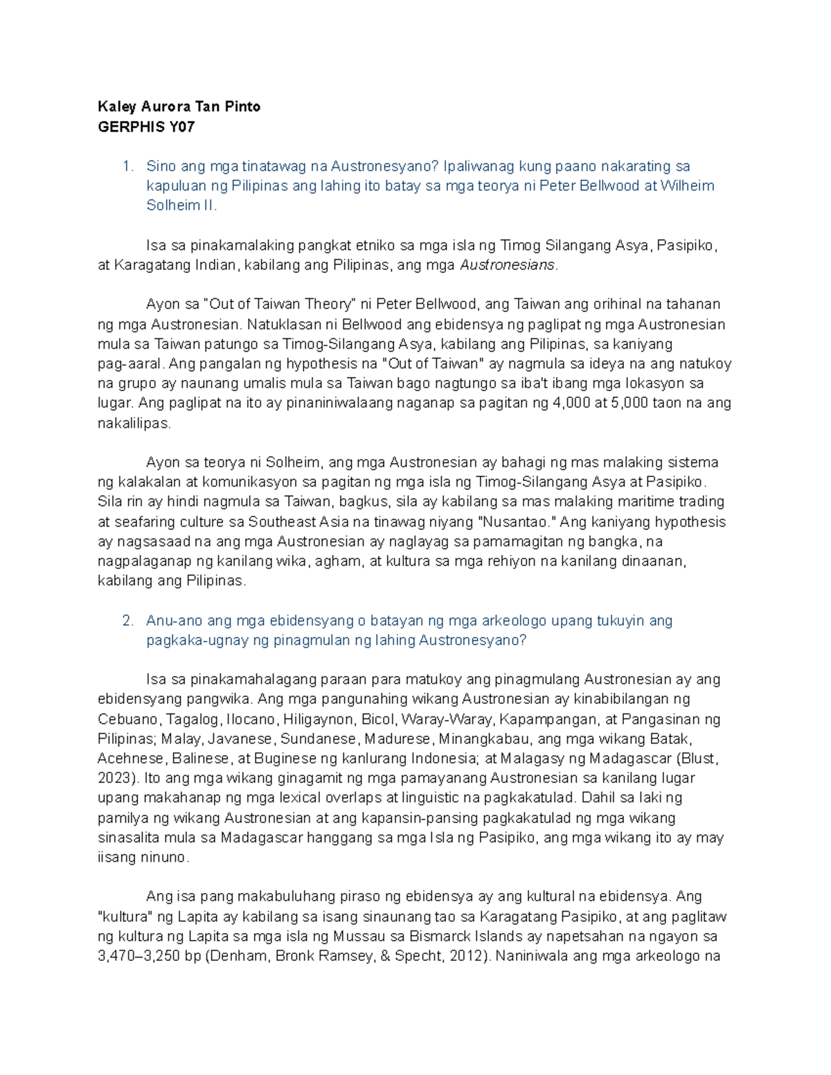 Discussion 2 Mga Teorya ng Pagsasatao ng Pilipinas (Peopling of the ...