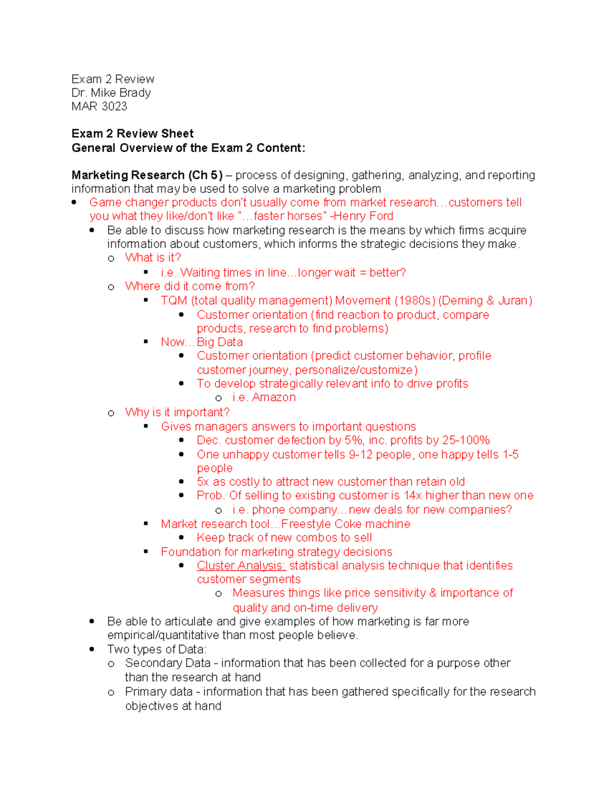 MAR Exam 2 Review - Exam 2 Review Dr. Mike Brady MAR 3023 Exam 2 Review ...