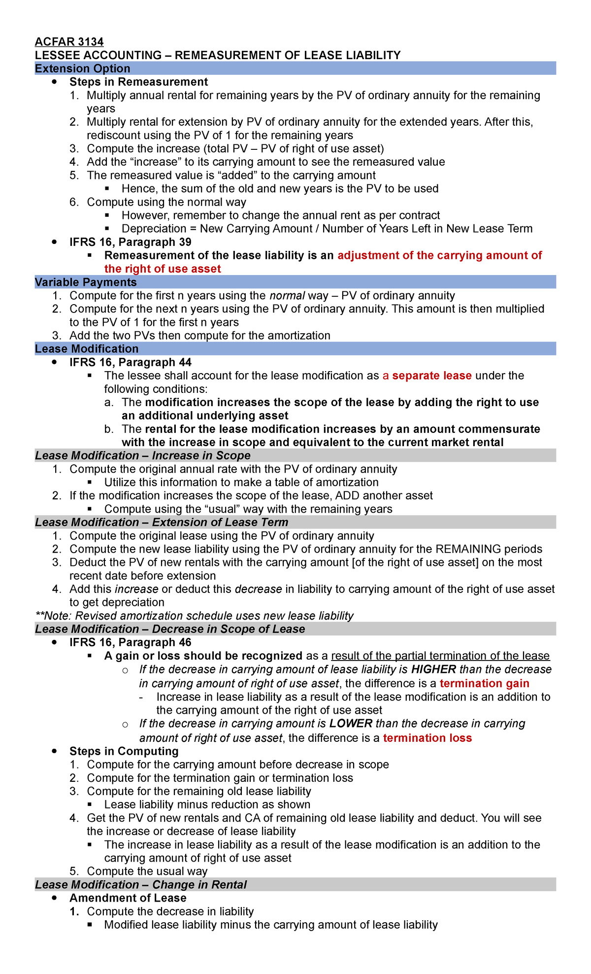 2. Lessee Accounting - Remeasurement OF Lease Liability - ACFAR 3134 ...