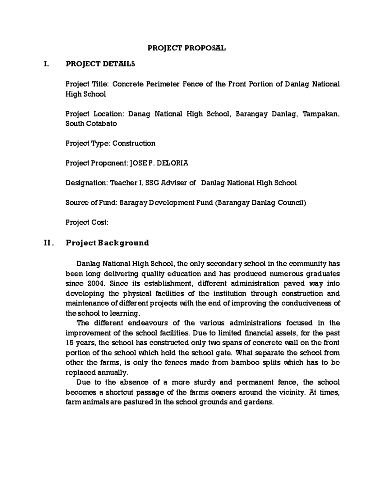 Ilide - affa - PROJECT PROPOSAL I. PROJECT DETAILS Project Title ...