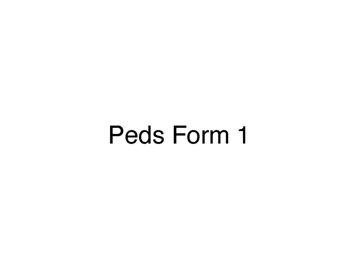 PEDS Form 1 - NBME - PSYC 100 - Answer Notes - Studocu