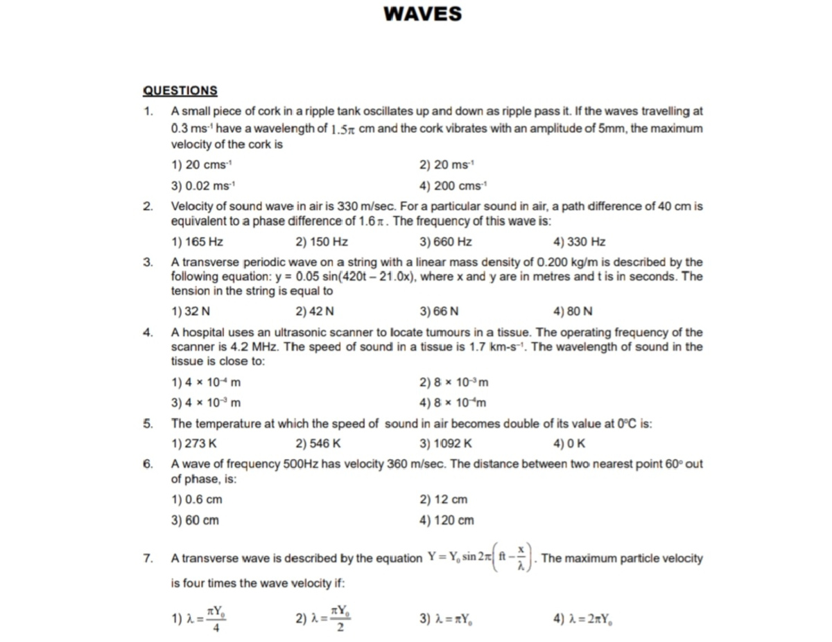 Questions on waves - Plus one physics - Studocu