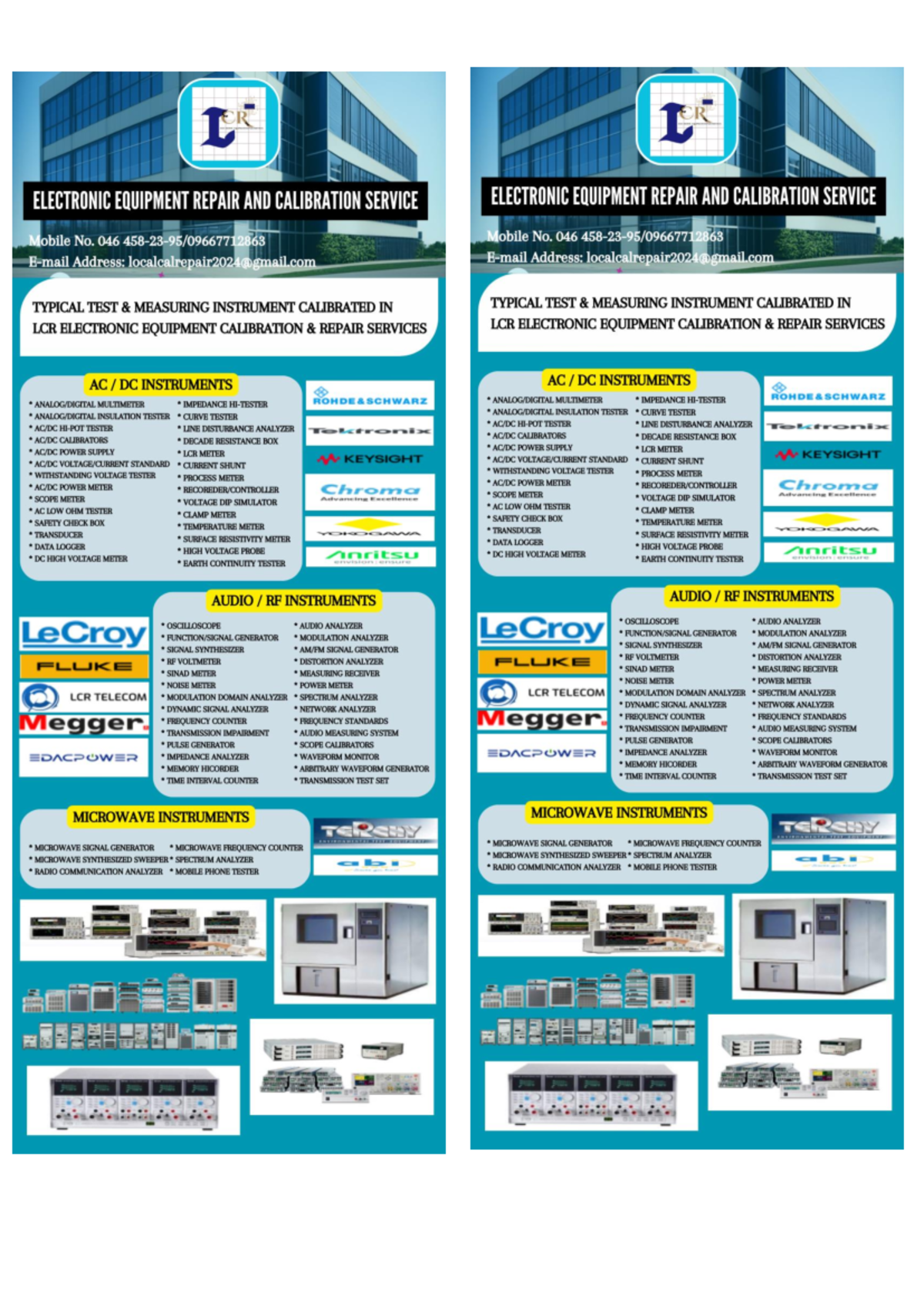 Brochure - L L ELECTRONIC EQUIPMENT REPAIR AND CALIBRATION SERVICE ...