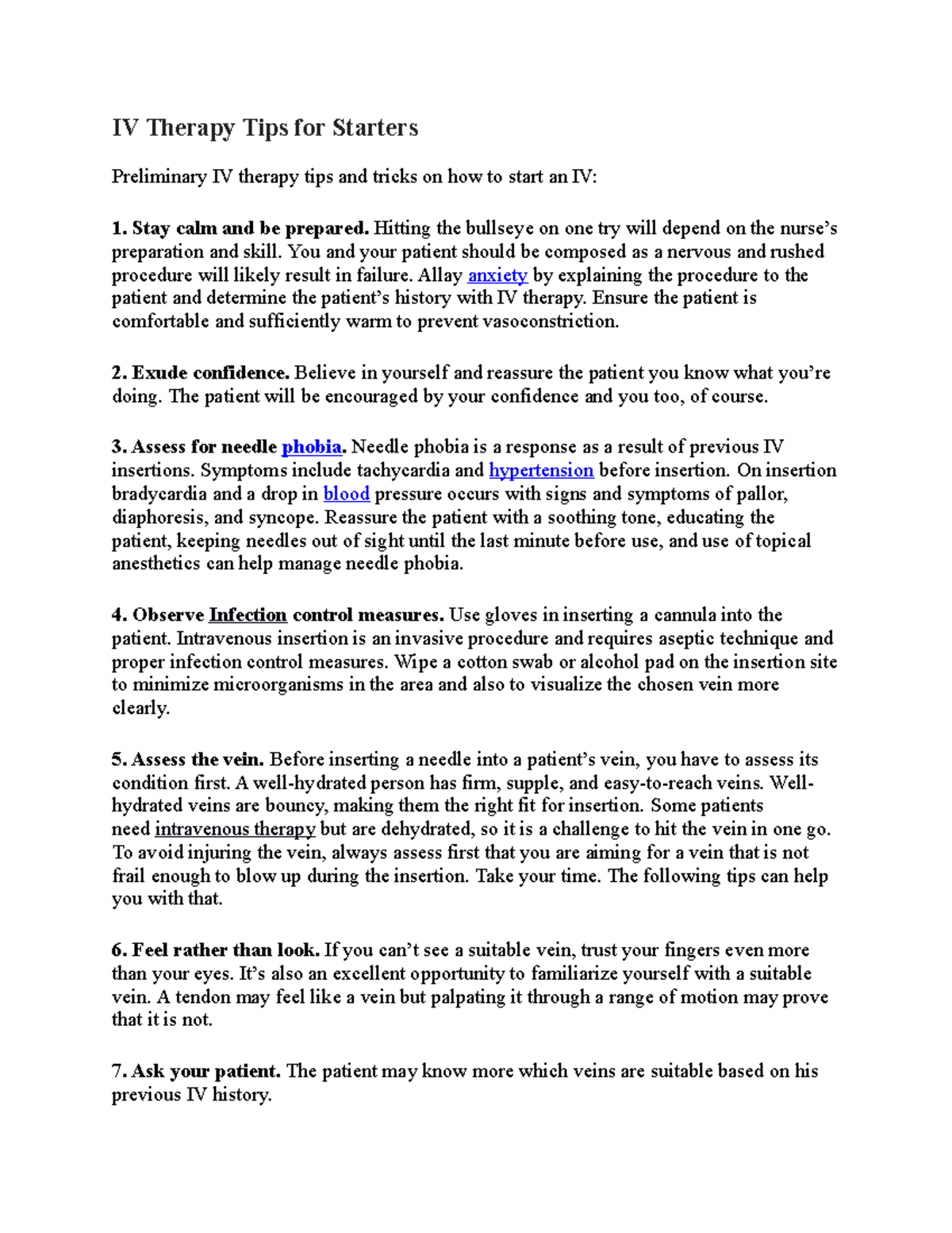 IV Therapy Tips for Starters - IV Therapy Tips for Starters Preliminary ...