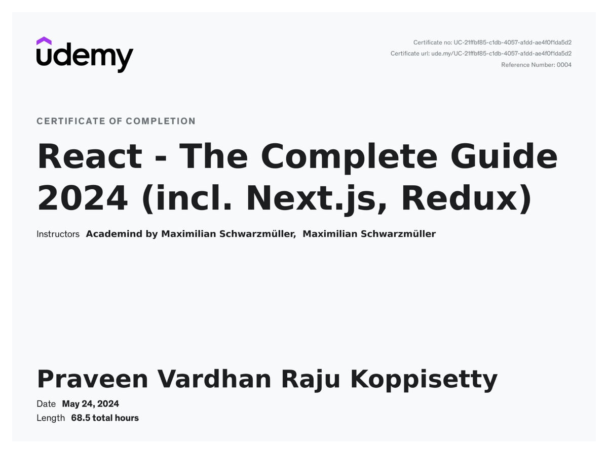 KPVR React Certificate - Computer Science and Engineering - Studocu