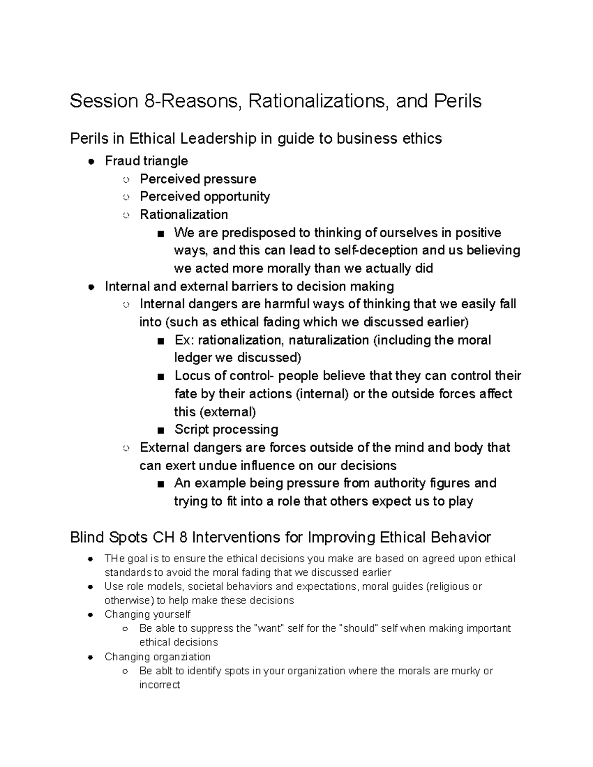 Content Recap - Session 8-Reasons, Rationalizations, and Perils Perils ...