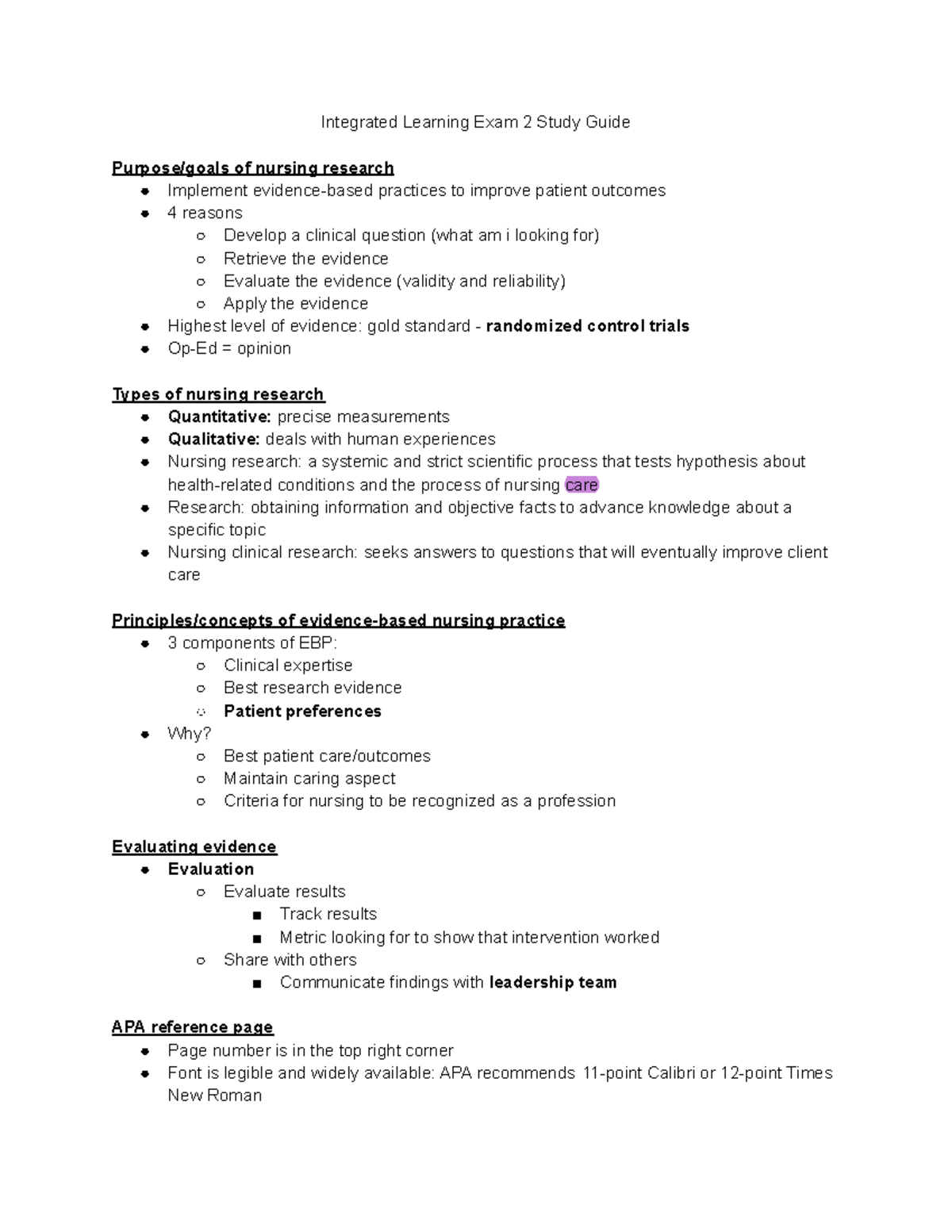 Copy of Integrated Learning Exam 2 Study Guide copy - Integrated ...