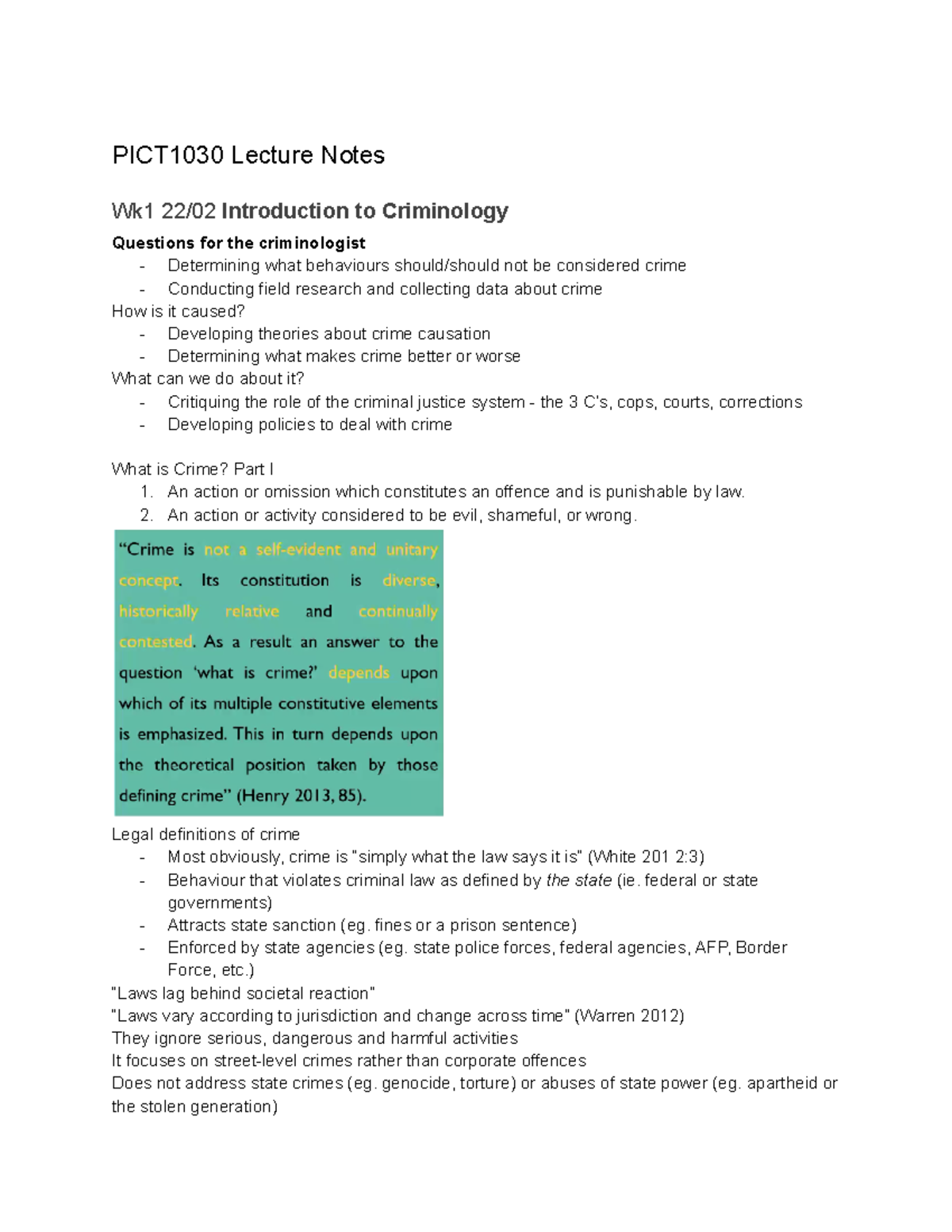 PICT1030 Lecture Notes Master - PICT1030 Lecture Notes Wk1 22/02 ...