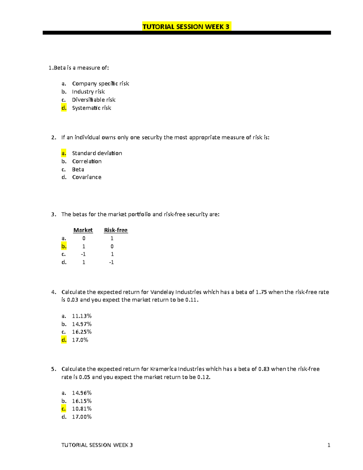 Tutorial 3 Questions ONLY - 025503 - Studocu