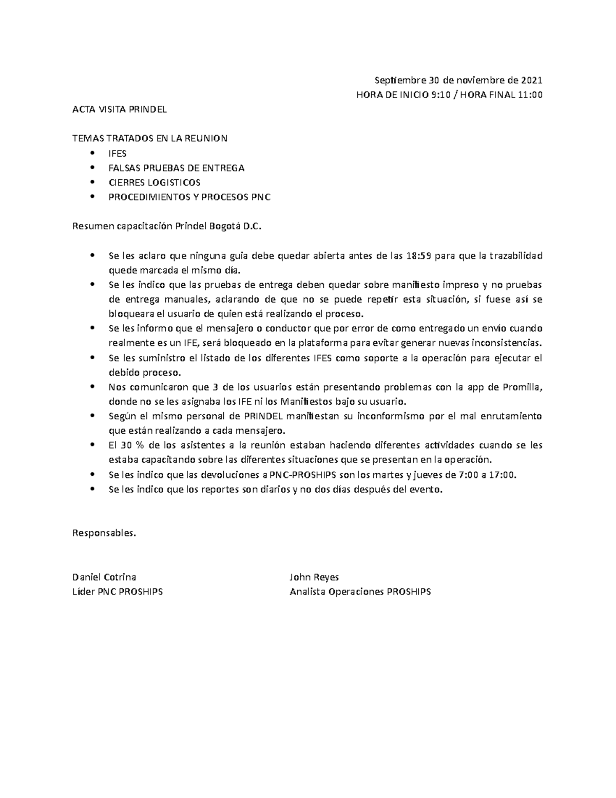Capacitacion 1 Prindel para - Septiembre 30 de noviembre de 2021 HORA ...