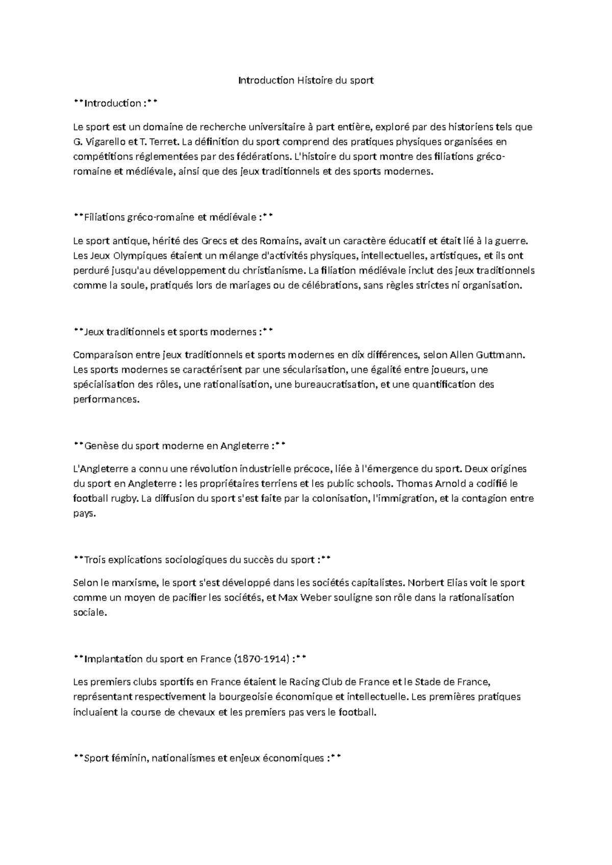 1- Introduction Histoire du sport - Introduction Histoire du sport ...