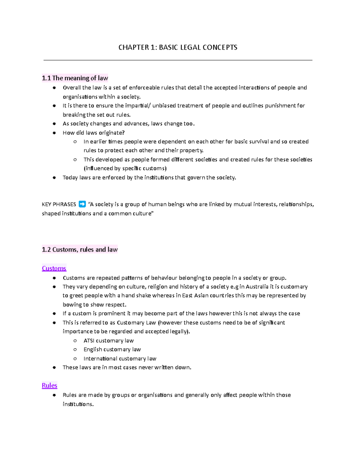 PART 1 The Legal System - Google Docs - CHAPTER 1: BASIC LEGAL CONCEPTS ...