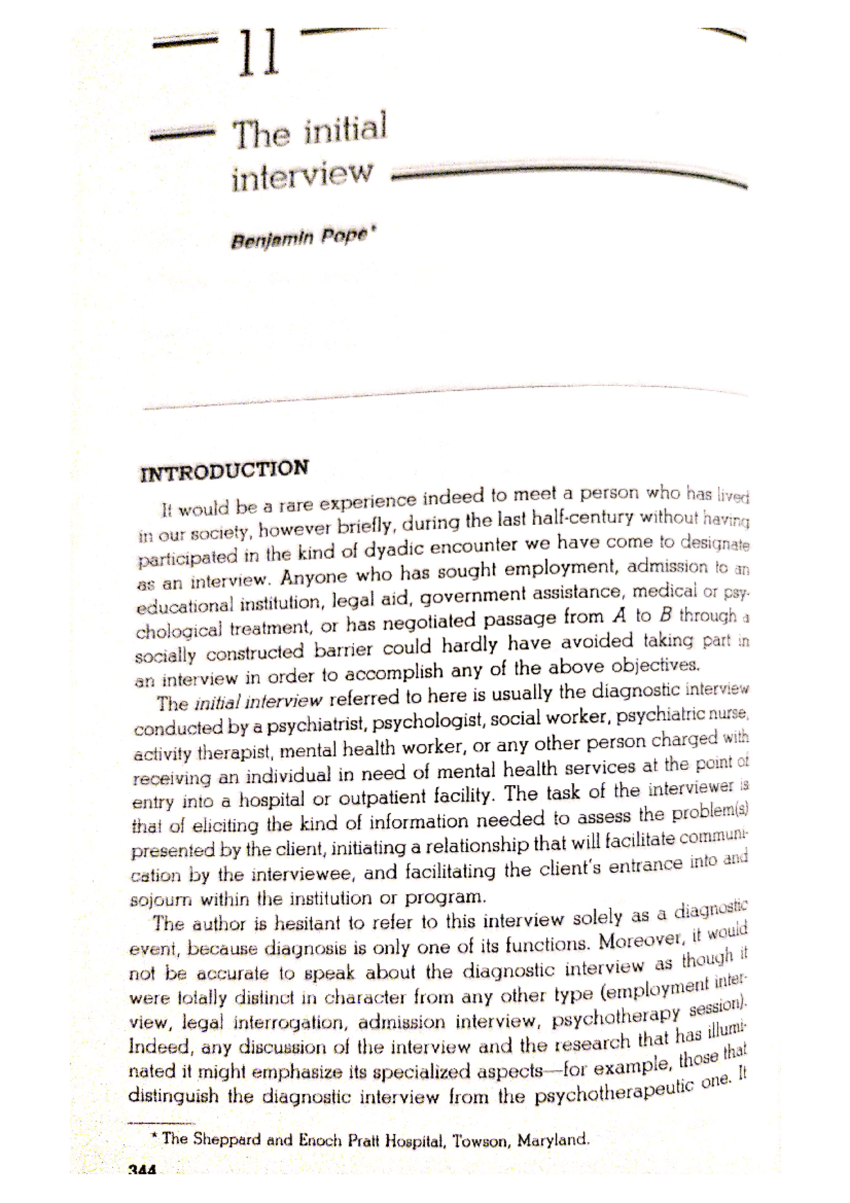 The initial interview - Social Science - Studocu