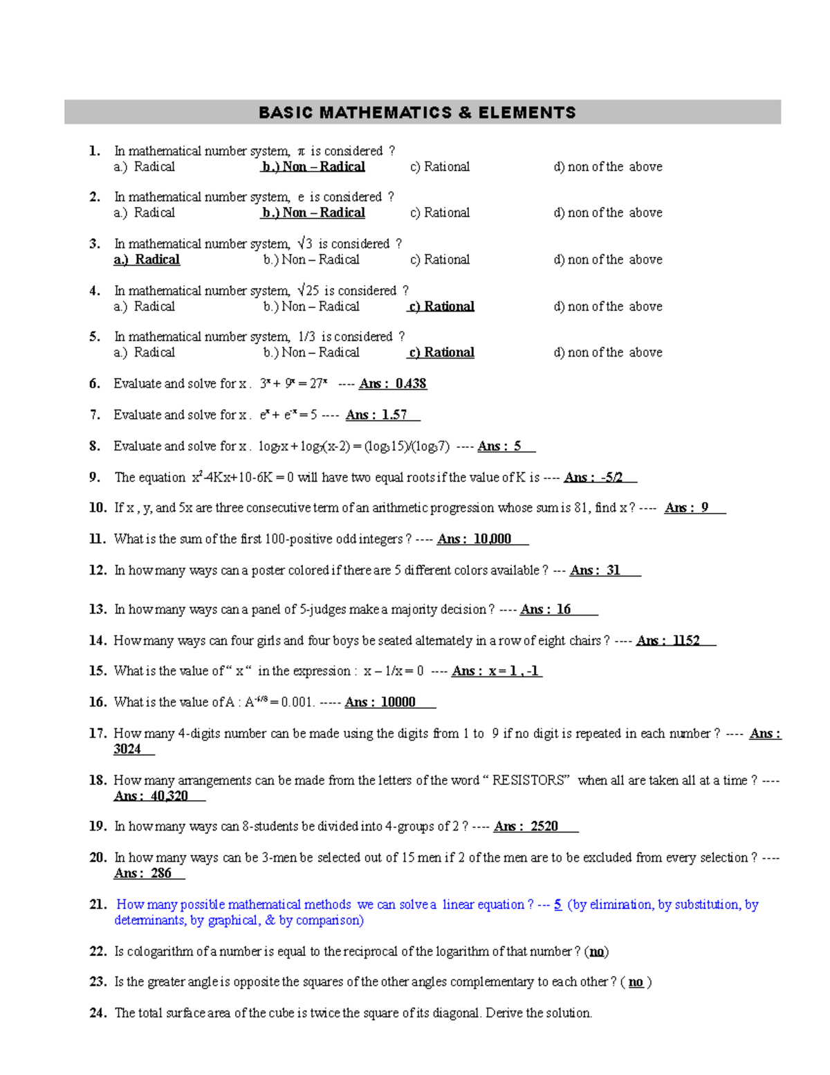 Math Elements - This will help Student who will proceed for board exam ...