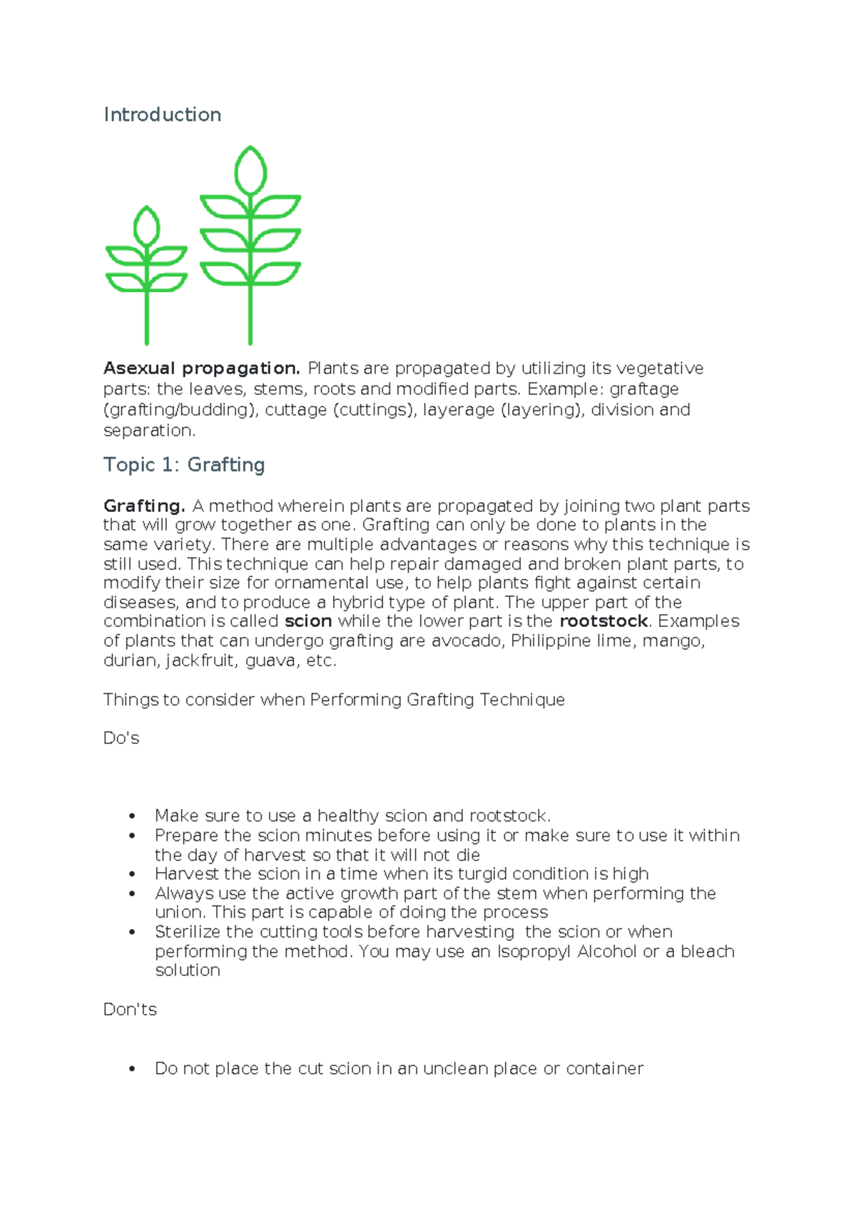3. Performing Asexual Propagation - Introduction Asexual propagation ...