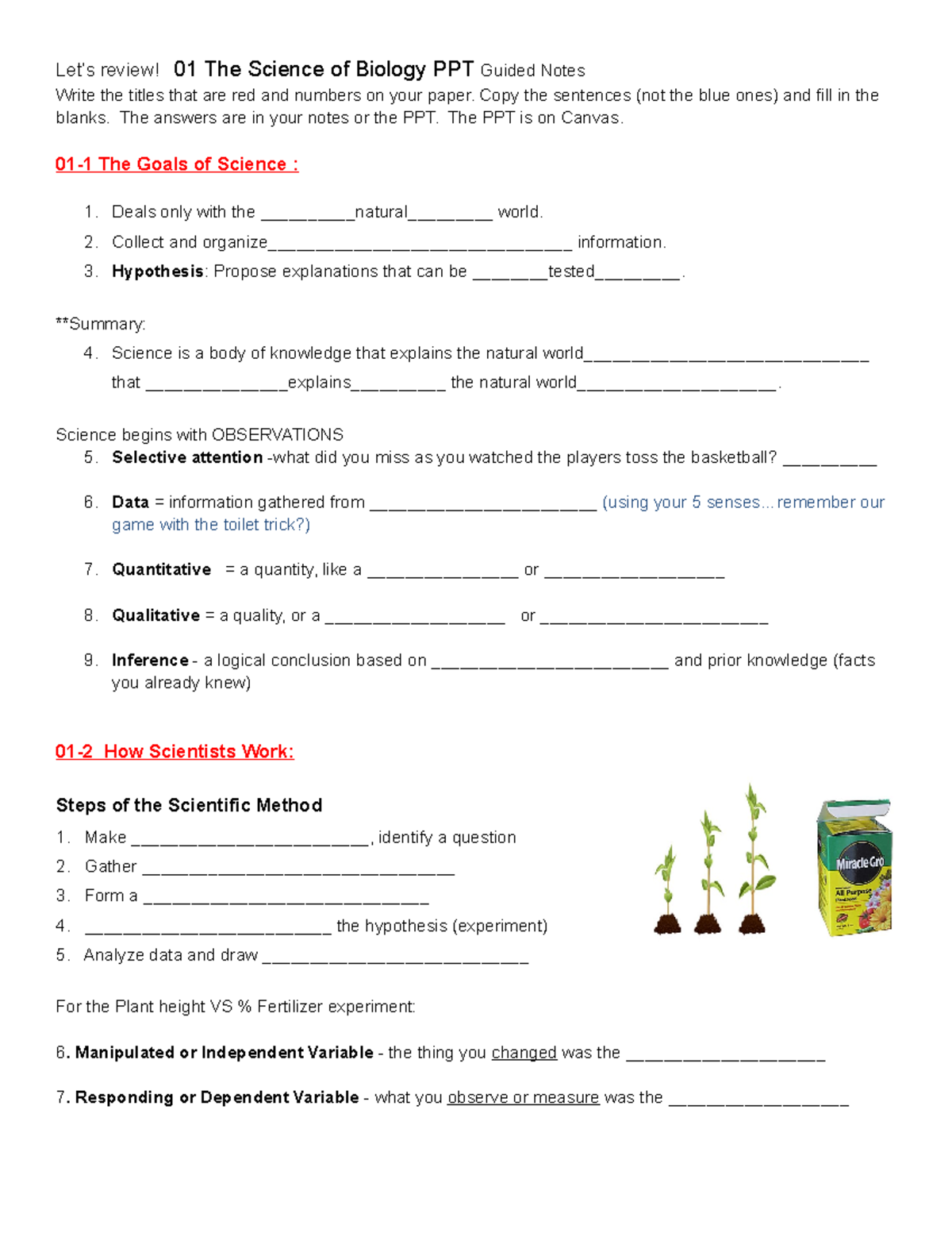 01 The Science of Biology notes - Let’s review! 01 The Science of ...