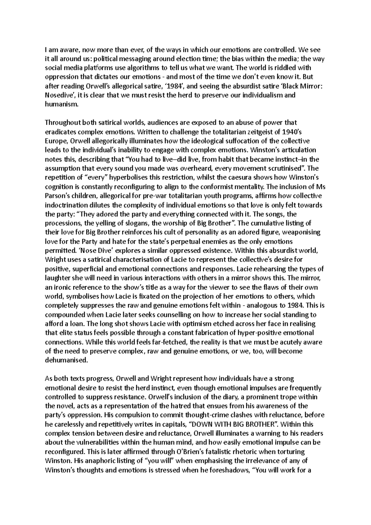 1984 Speech:Essay with related text - I am aware, now more than ever ...