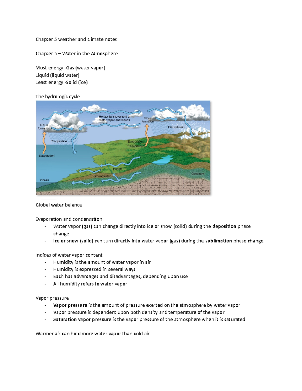 Chapter 5 Weather and Climate Notes - Studocu