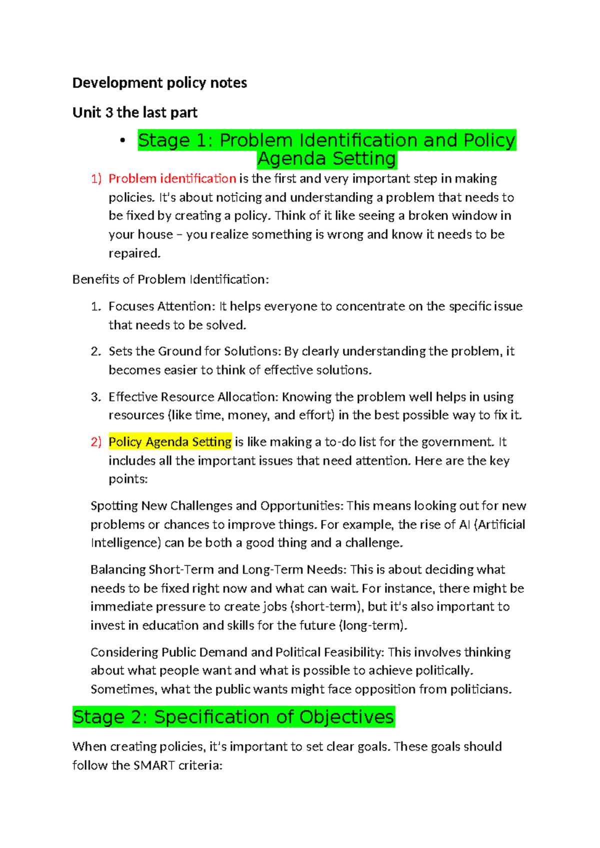 Development policy notes - It’s about noticing and understanding a ...