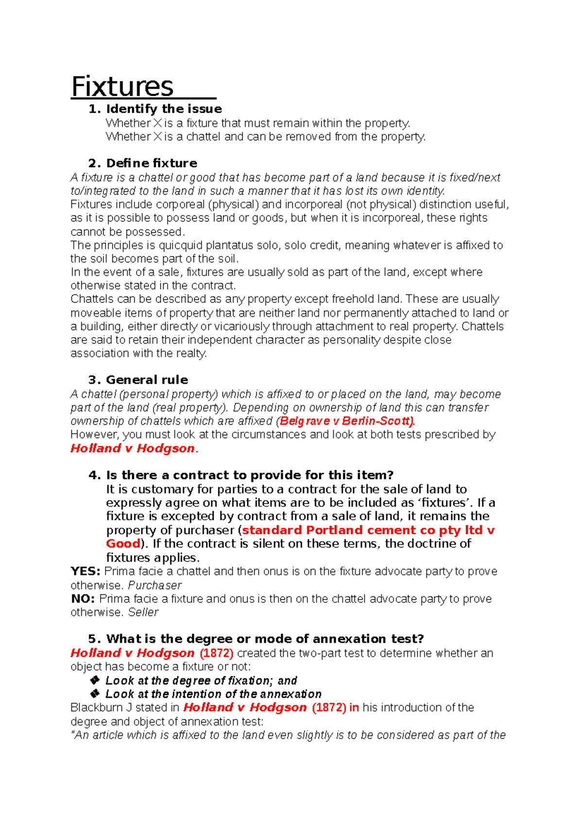 Fixture-answer-structure - Fixtures Identify the issue Whether X is a ...